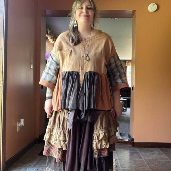 Lagenlook Art to Wear Bohemian Punk Gothic Steampunk Asymmetrical Black ...