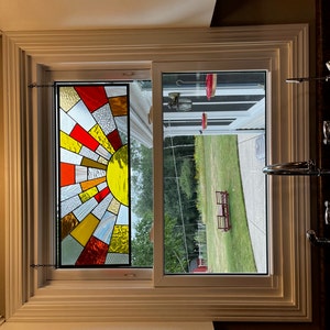 Honeydewglass Blue and Turquoise Swirl Stained Glass Window, 19.5 W X ...