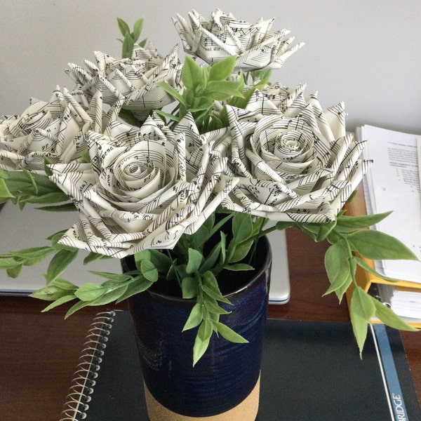Sheet Music Roses, Handmade Paper Flowers for a Music Lover or Musician ...