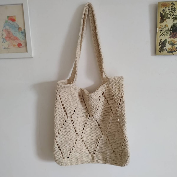 Crochet Pattern 'diamonds Bag', Crochet Tote Bag Pattern, Crochet ...