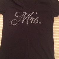 Mrs - Cursive Script Letters Custom Select Colors - Iron on Rhinestone ...