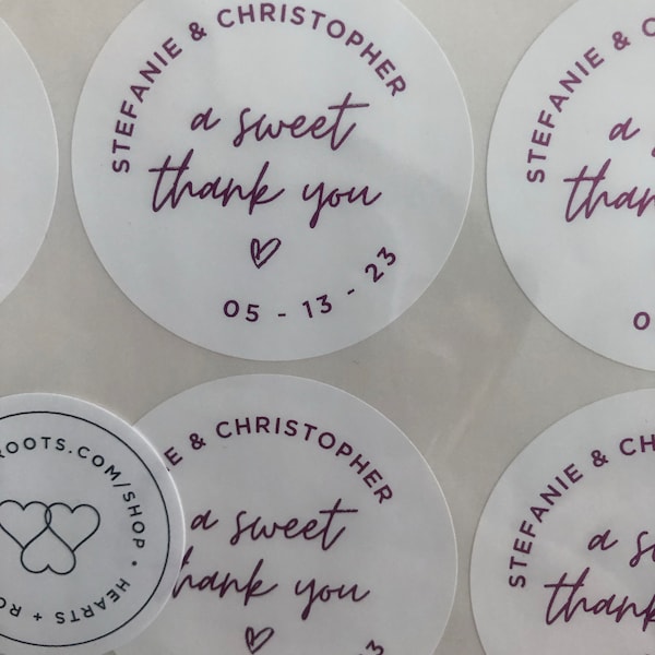 A Sweet Thank You Stickers, Gold Foil, Silver Foil, Wedding Stickers ...