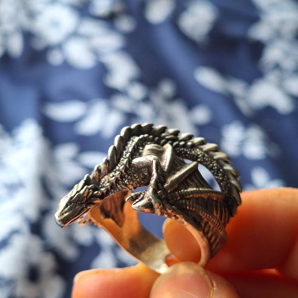 Mother of Dragons Ring, Flying Dragon, How to Train Your Dragon, Silver ...