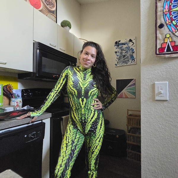 Green Snake Costume, Dragon Costume, Neon Halloween Costume for Women ...