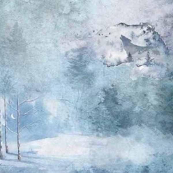 ITD Collection Forest Collage, Night Forest, Wolf Rice Paper - Winter ...
