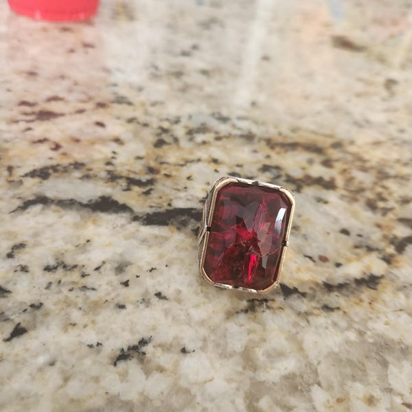 Man Handmade Large Ruby Ring , Ottoman Style Square Ring , Big Red ...