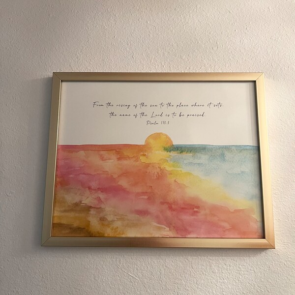 Watercolor Sunrise Painting Christian MODERN Colorful Wall Art Print ...
