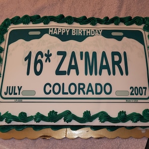 License Plate Edible Cake Topper - Etsy