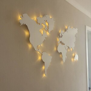 LED WORLD MAP / Wood World Map / Modern Home Decor / Led Wall - Etsy