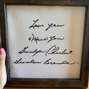 Original Handwriting Gift Custom Handwriting Canvas Sign Personalized ...