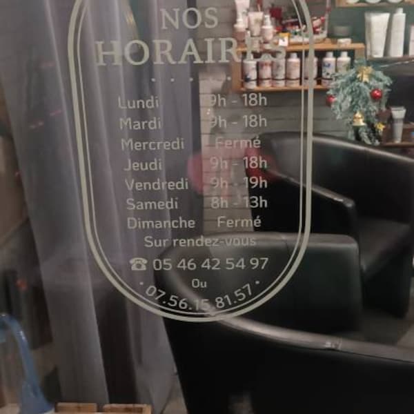 Sticker Vitrine Horaires Ouverture Magasin Horaires d'ouverture pour ...