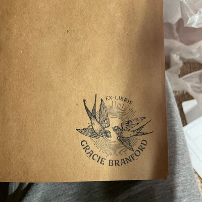 Custom Ex-libris Stamp Alligator and Woman Reading Book Illustration ...