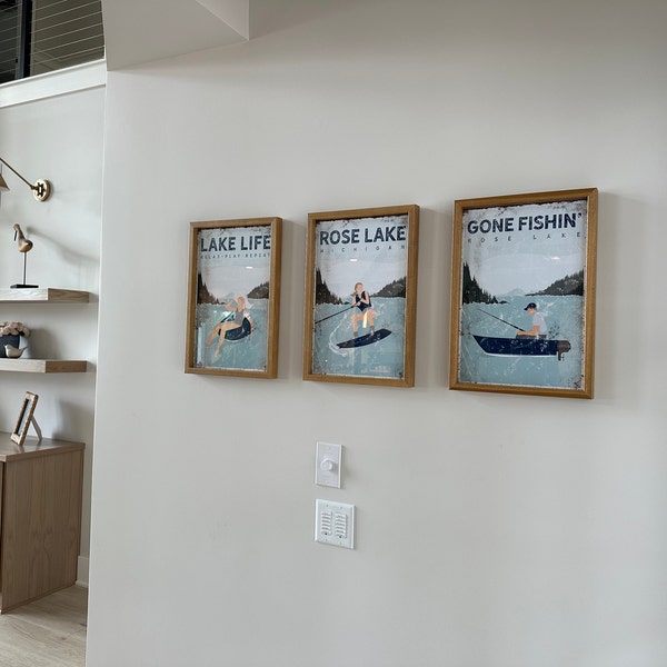 Navy LAKE LIFE Sign > Personalized Nautical Blue Lake House Decor, Lake ...