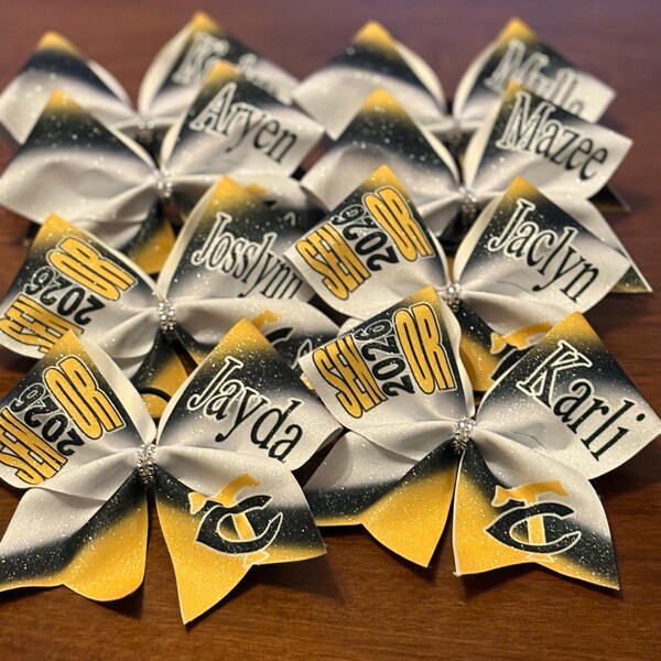 Custom Sublimated Team Name Initial Logo Cheer Bow - Designed With Your ...
