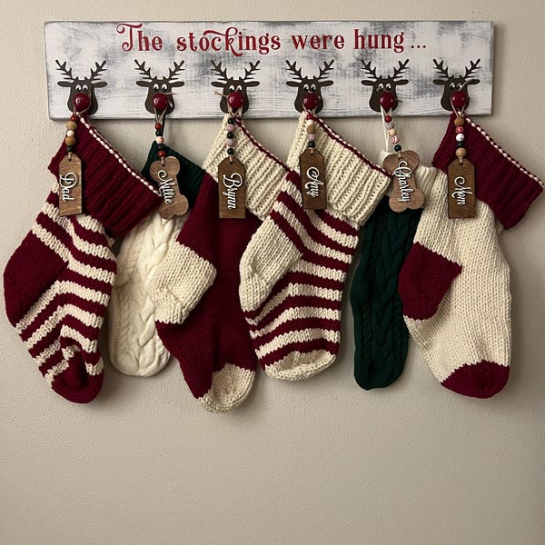 Rustic Distressed Barn Farmhouse - Reindeer Rudolph Wall Sign Stocking ...