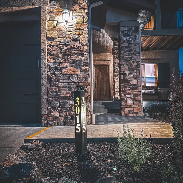 43" Tall Custom Steel Address Sign, Solar Powered LED Lighted. - Etsy