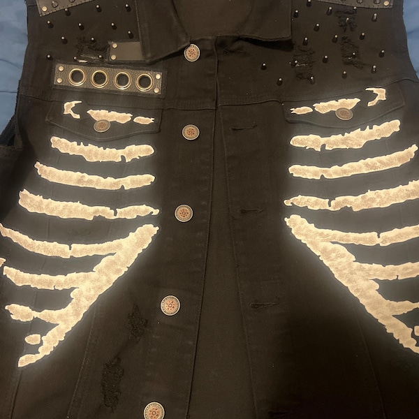 Women’s Black Emo/punk Rock/gothic Kitty Bling Denim Jacket - Etsy