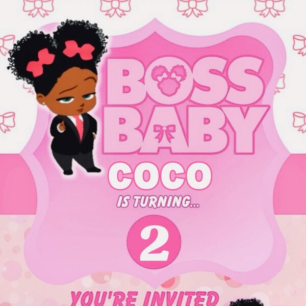 DIY Canva Template: Baby Boss Girl AA Invitation (PINK) - Customizable ...