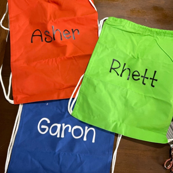Personalized Kids Drawstring Backpack: Cotton PE Bag, Toy Sack - Etsy