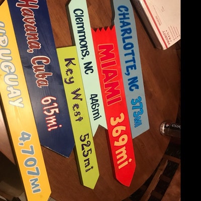 6 Hand Painted Wood Directional Signs Destination Sign Arrow Sign ...