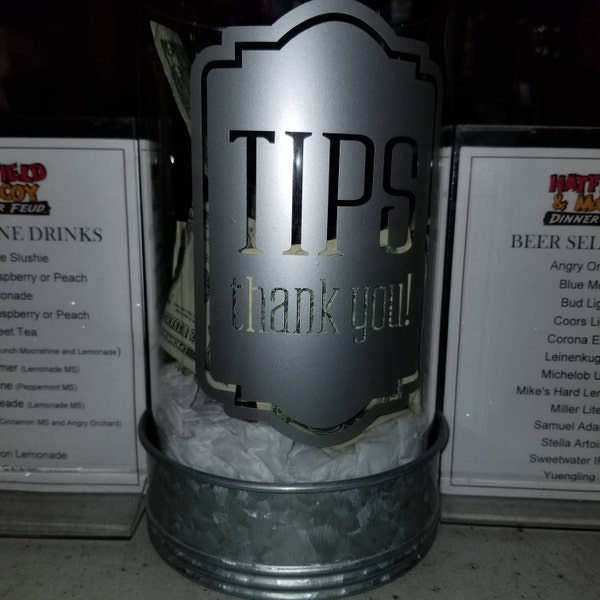 Tip Jar Decal for Waitress, Hair Stylist, Barber, Cocktail Server and ...