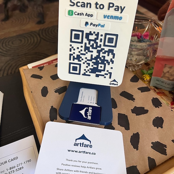 Compact QR Code Payment Sign With Business Card Holder: Venmo, Paypal ...