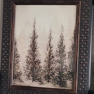 Framed Antique Pine Trees Art Print, Framed Row of Pines Print, Framed ...