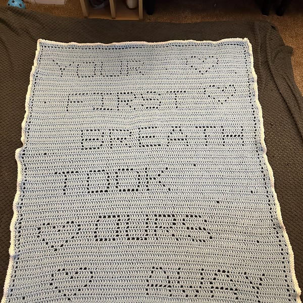 Crochet Baby Blanket Pattern Your First Breath Took Ours Away Filet ...