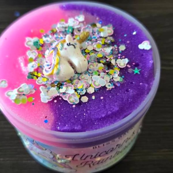 Unicorns & Rainbows Slime Jelly Slime Glitter Pink/purple Scented Slime ...
