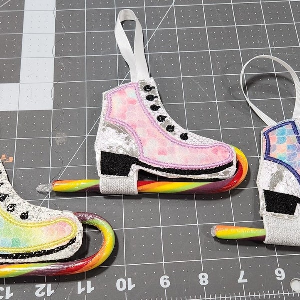 4x4 Candy Cane Ice Skate Hanging Decoration, Figure Skating, Lisey ...