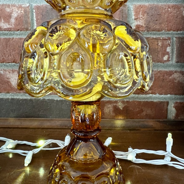 Vintage LE Smith Amber Glass Moon and Stars Fairy Lamp - Etsy