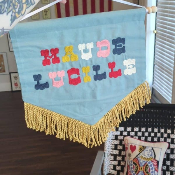 Custom Name Patch With Cursive Script Font | Handmade Chainstitch Embroidered Personalized Iron ...