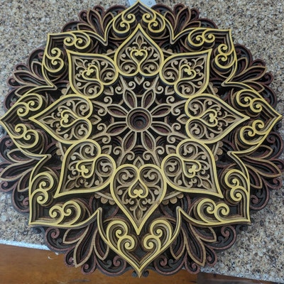 Laser Cut Multilayer Mandala Panel SVG Template 3D Layered Vector ...