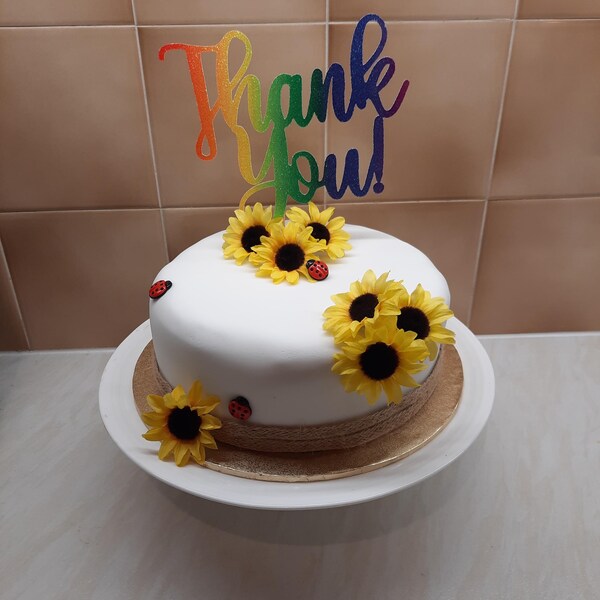 Thank You Cake Topper, Thank You Topper, Glitter Cake Topper - Etsy