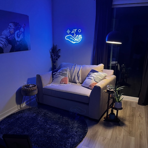 Galaxy Moon and Star Neon Sign, Planet Neon Sign, Galaxy Neon Sign ...