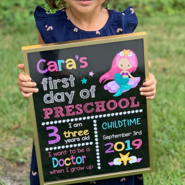 Mermaid First Day of School Sign PRINTABLE, 1st First Day of Preschool ...