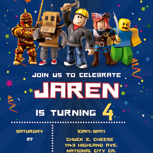 Roblox Invitation, Roblox Invite, Game Party, Roblox Boys Birthday ...