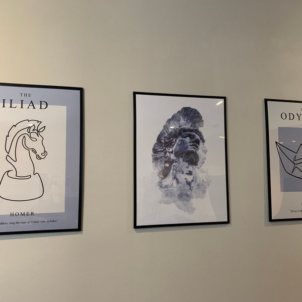 Iliad and Odyssey Print Set, Homer Quote Posters, Greek Mythology Wall ...