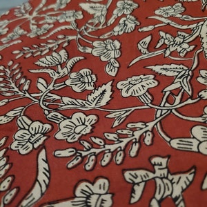 Red Block Print Fabric, Hand Block Print Cotton Fabric, Indian Fabric ...