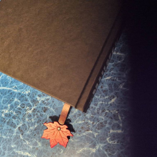 Maple Leaf Bookmark/ Recycled Leather / Fall Colors / Handcrafted ...