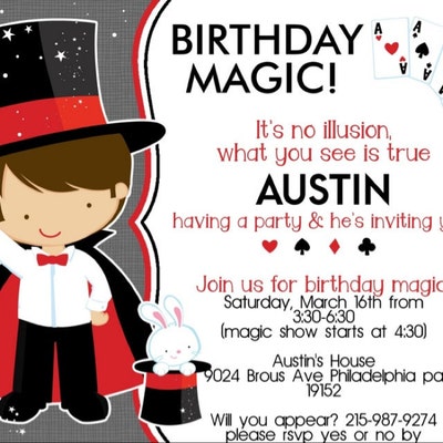Magic Invitation, Magic Birthday Party, Magic Party Invitation, Magic ...