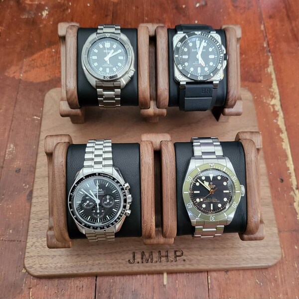 Mahogany Wood Watch Stand for Three Watches, Watch Display Watch ...