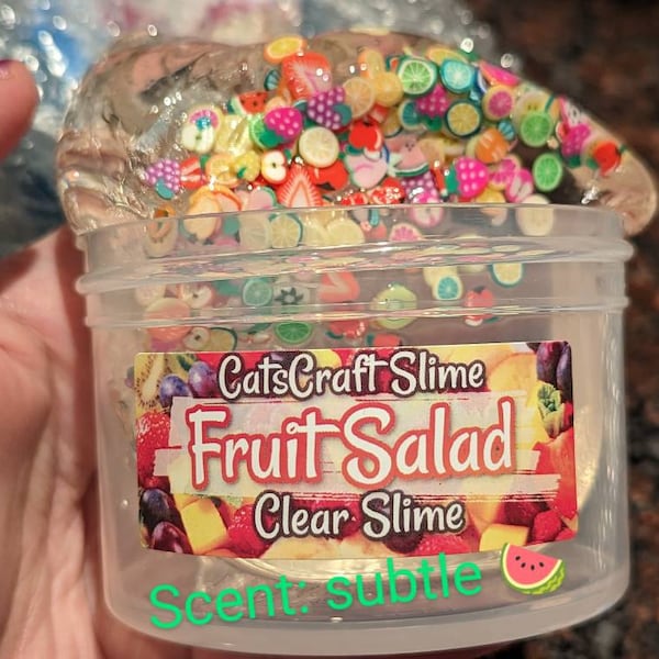 SCENTED Crystal Clear "fruit Salad" Stretchy Slime Satisfying Slimes ...