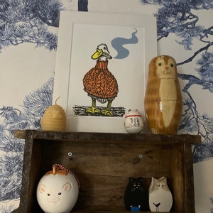 Magpie in Fez Handmade Linocut Bird Art Print | Etsy