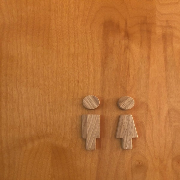 Natural Oak Wood Restroom Sign, Wooden Door Plate, Male and Female ...