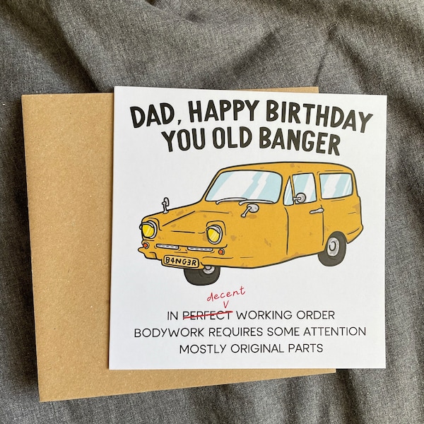 Funny Dad Birthday Card, Happy Birthday You Old Banger - Personalised ...