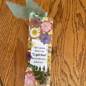 Full Custom Quote Pressed Flower Bookmark Unique Bookish Gift - Etsy