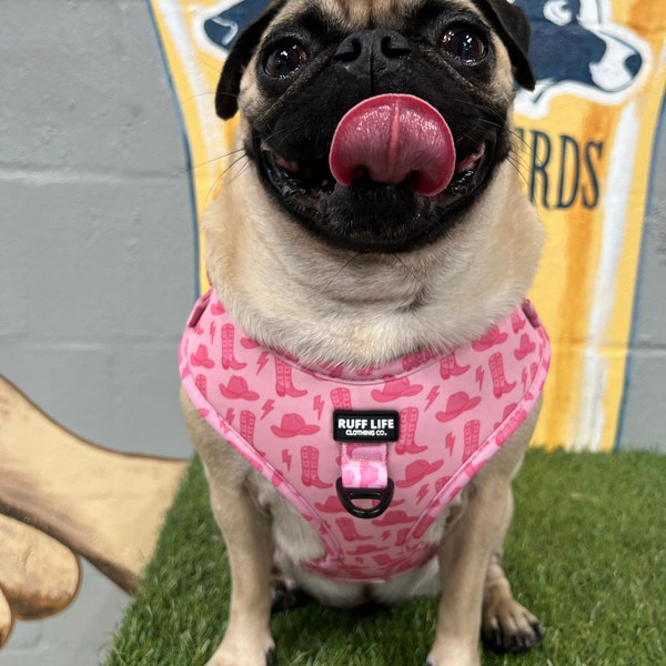 Pink Coastal Cowgirl Western Print Dog Harness, Ruff Life Clothing Co ...