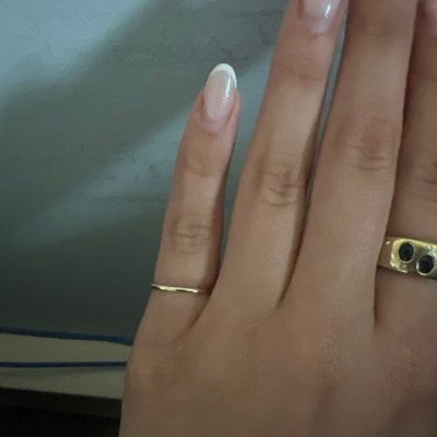 14k Solid Gold 1mm Thin Wedding Band / Minimalist Wedding Ring for ...