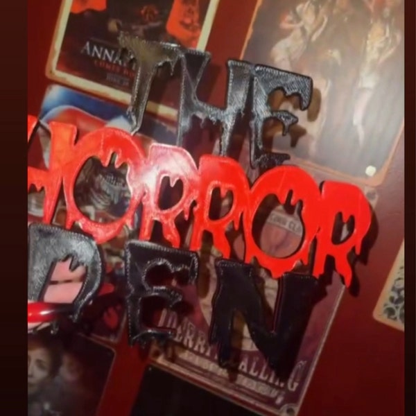 The Horror Den Wall Sign Door Sign Shelf Art, Movie Room Display Gift ...